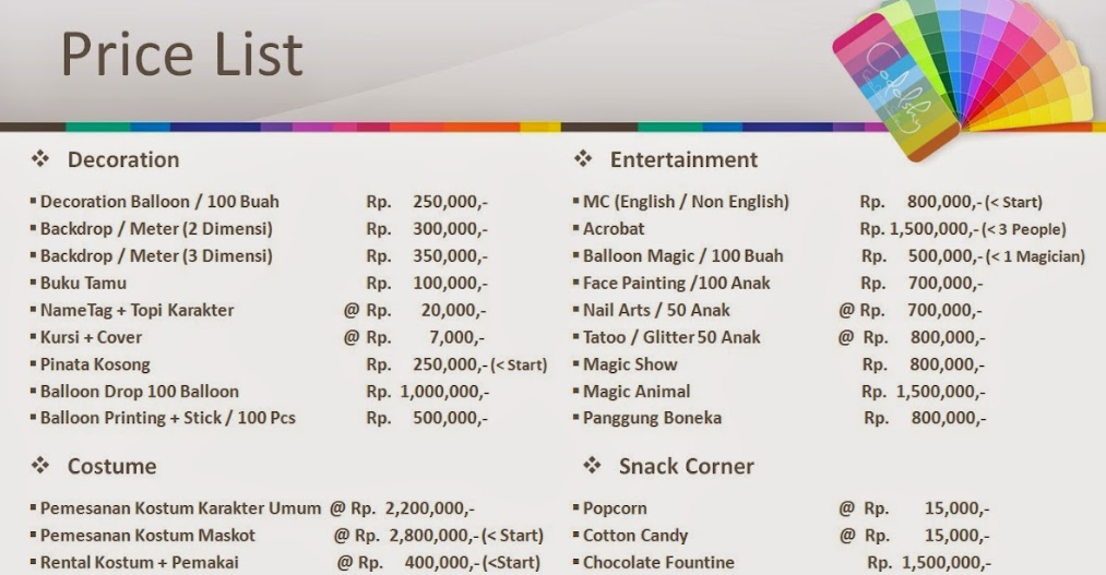 Contoh Price List - Jasa Arsitek & Kontraktor Tubagus Kencana Arsitek